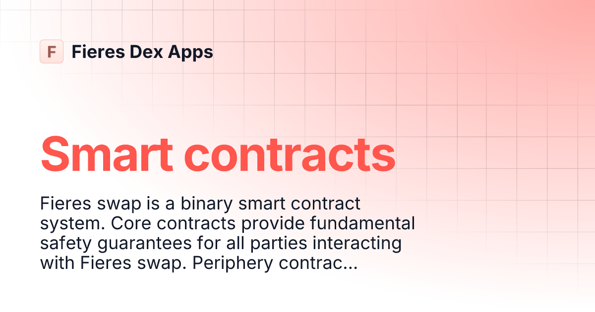 Smart contracts | Fieres Dex Apps